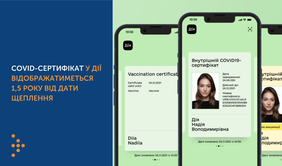 COVID-сертифікат у Дії відображатиметься 1,5 року від дати щеплення | Центр громадського здоров’я